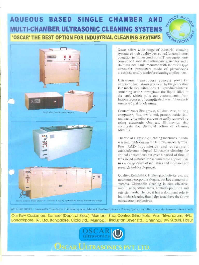 Oscar Ultrasonic Cleaner Catalogue | PDF
