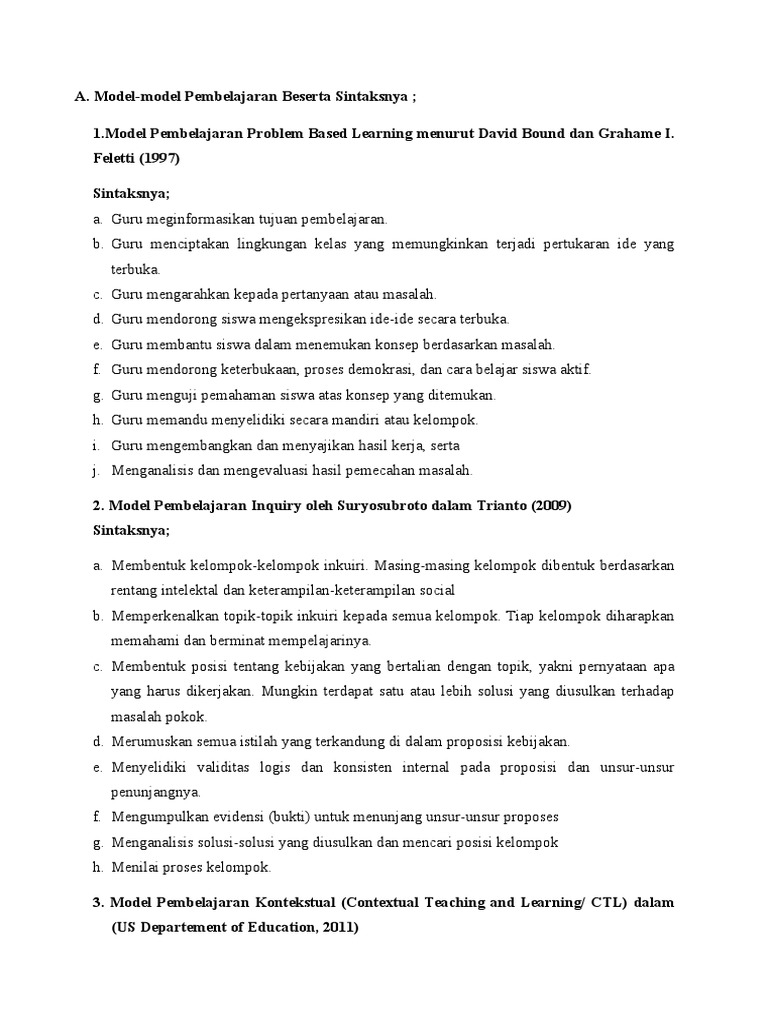 Sintaks Model Dan Pendekatan | PDF