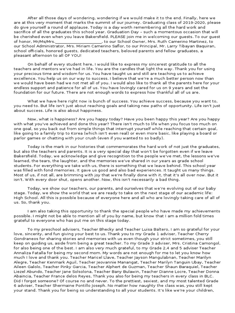 Graduation Day - A Day to Remember | PDF | Behavior Modification | Schools