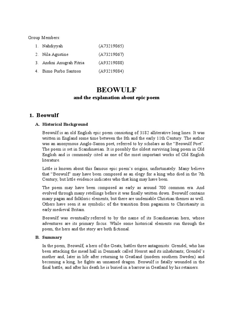 Beowulf Paper | PDF | Beowulf | Epic Poetry