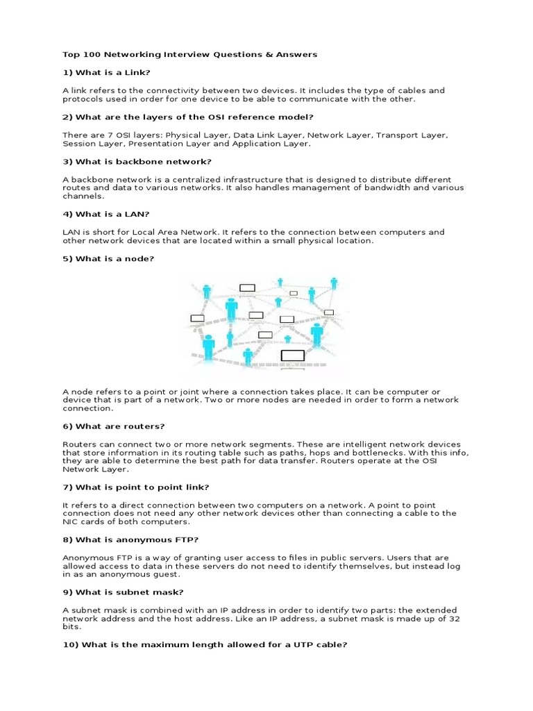 Top 100 Networking Interview Questions | PDF | Internet Protocol Suite | Computer Network