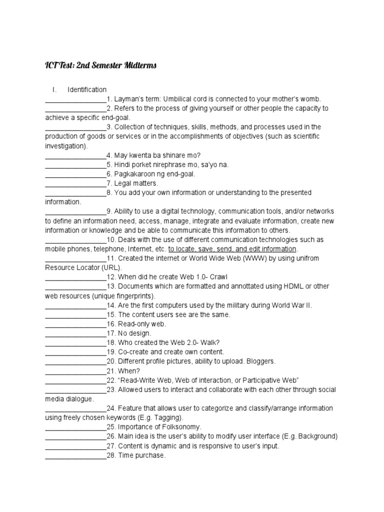 ICT Practice Test For Grade 11 | PDF | Websites | World Wide Web