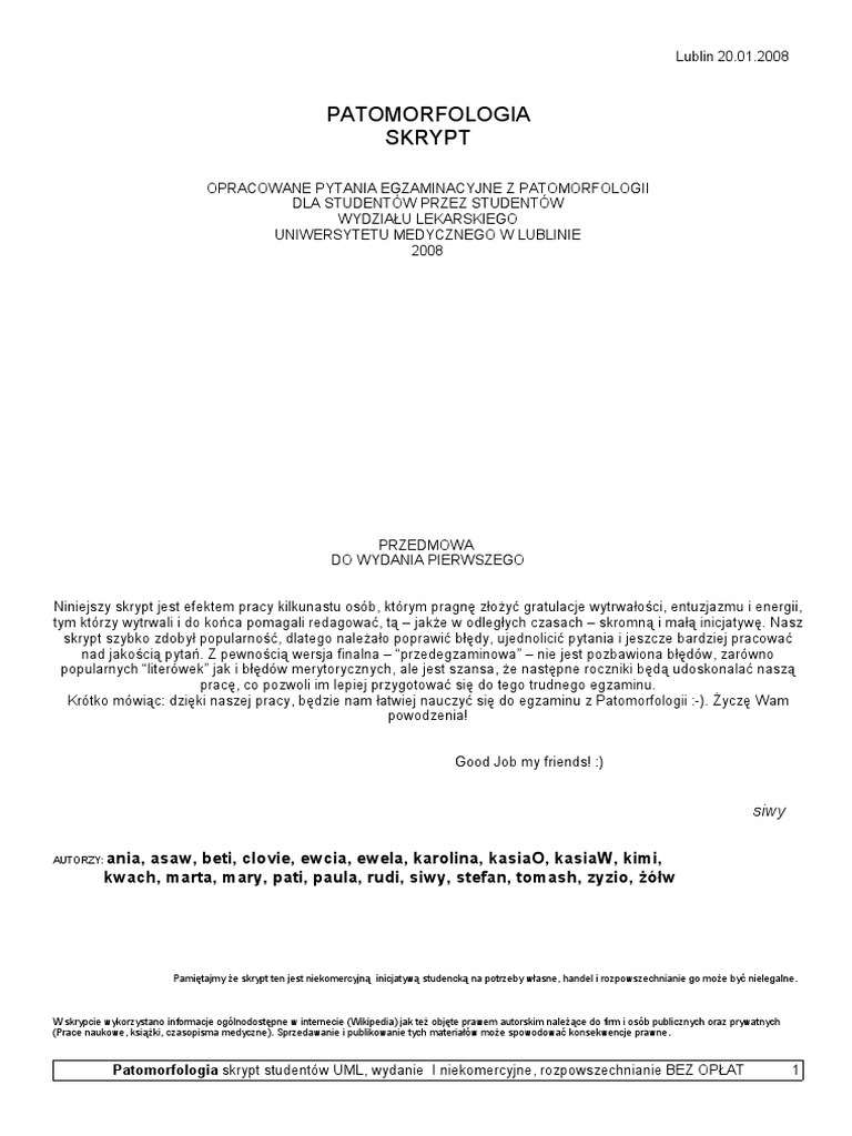 !patomorfologia Skrypt Um Lublin! PDF | PDF