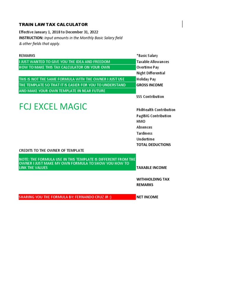 Tax Calculator Formula | PDF | Gross Income | Taxes