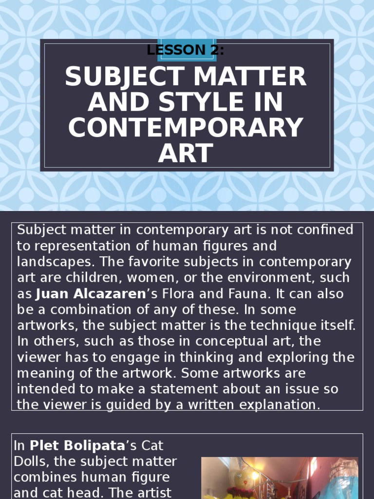 Subject Matter and Styles in Contemporary Art | PDF | Abstract Art ...