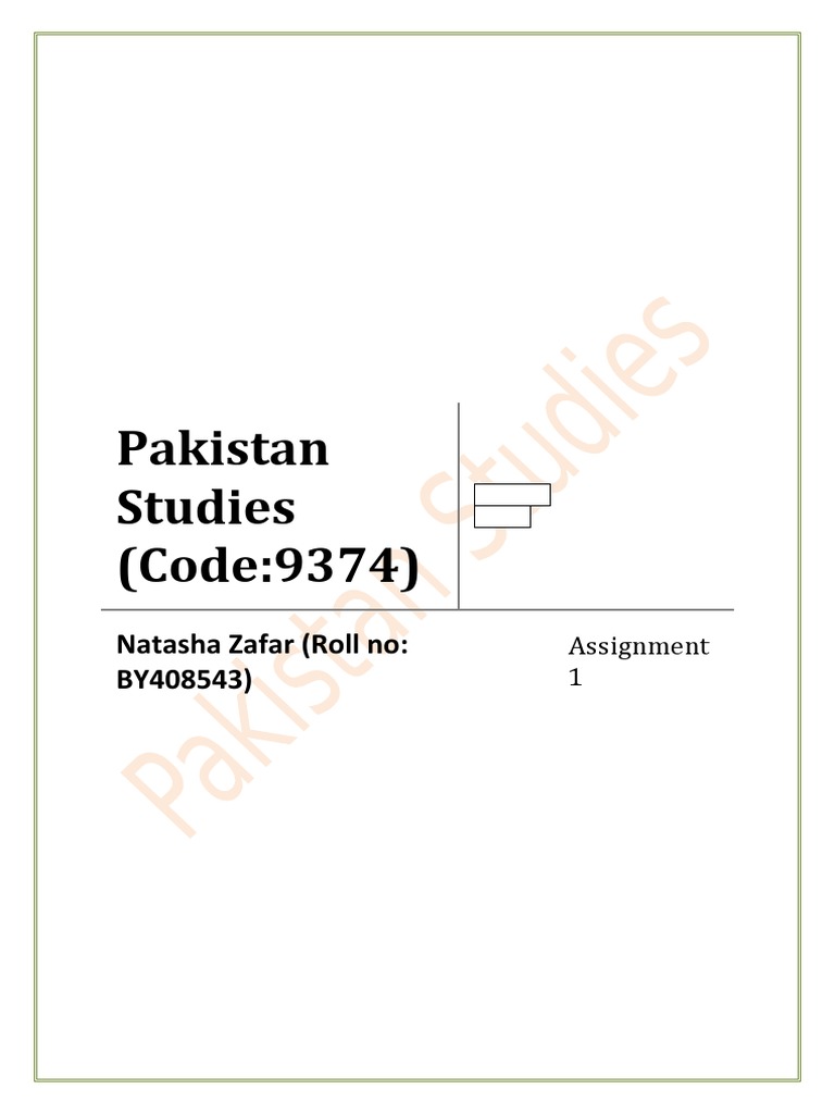 Pakistan Studies Assignment 1 | PDF | Sufism | Muhammad Ali Jinnah