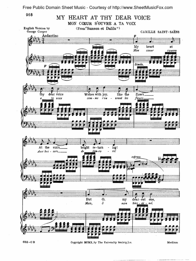 CAMILLE SAINT SAENS Mon Coeur S'ouvre A Ta Voix PDF | PDF