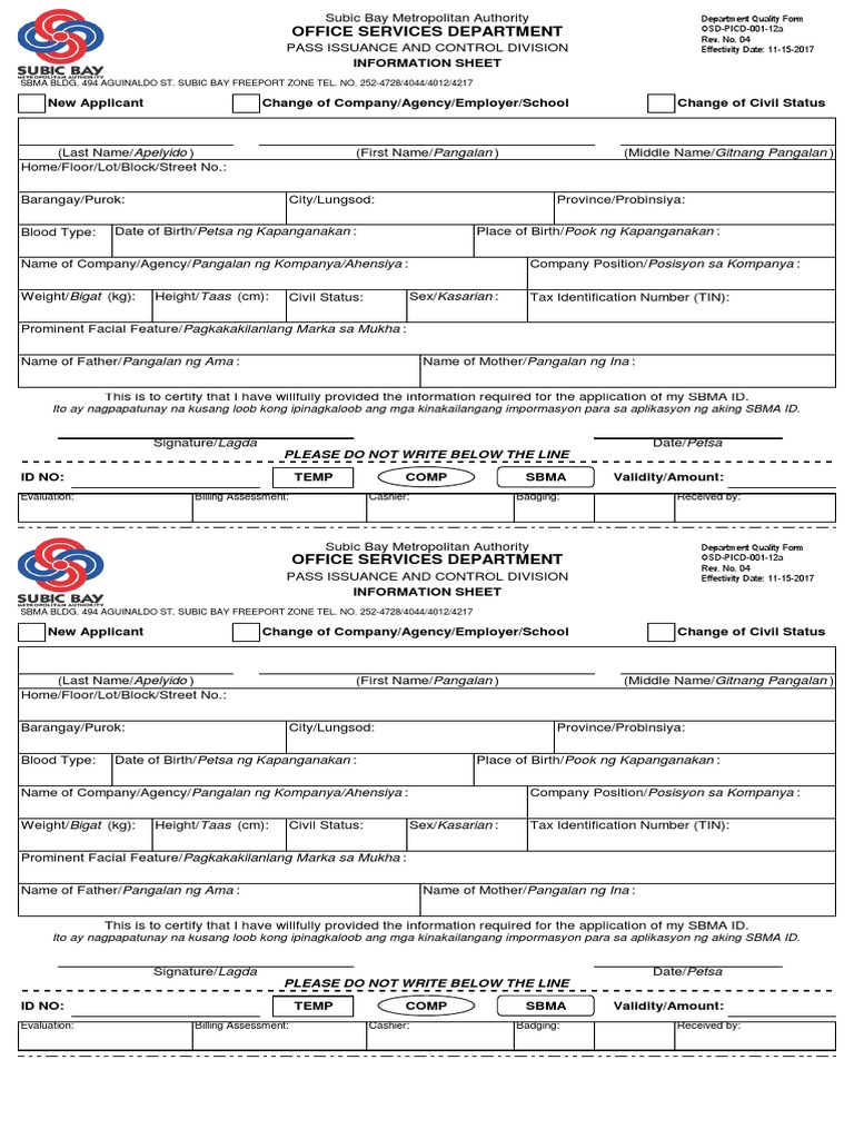Infosheet For New ID Applicant (OSD-PICD) | PDF