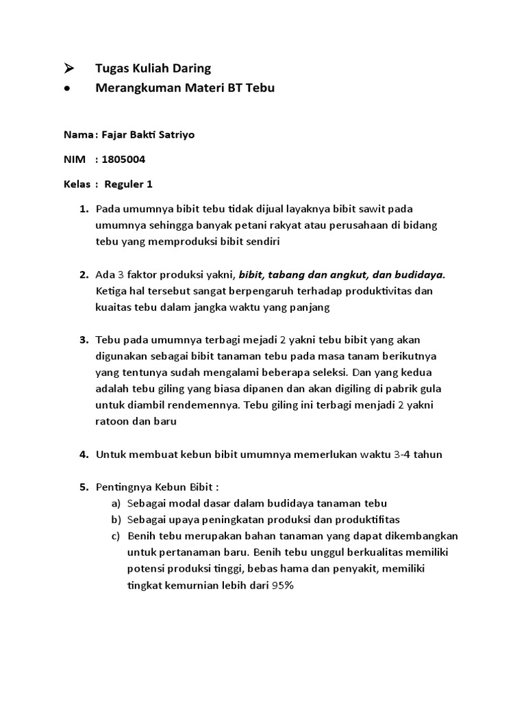 Rangkuman Tebu | PDF