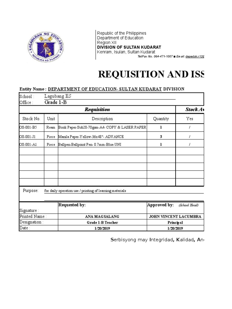 Appendix 63 - RIS Sample | PDF