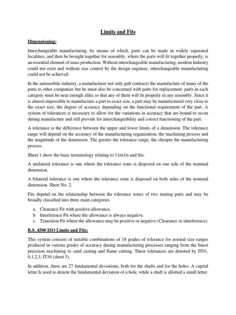 Limits and Fits | PDF | Engineering Tolerance | Mechanical Engineering