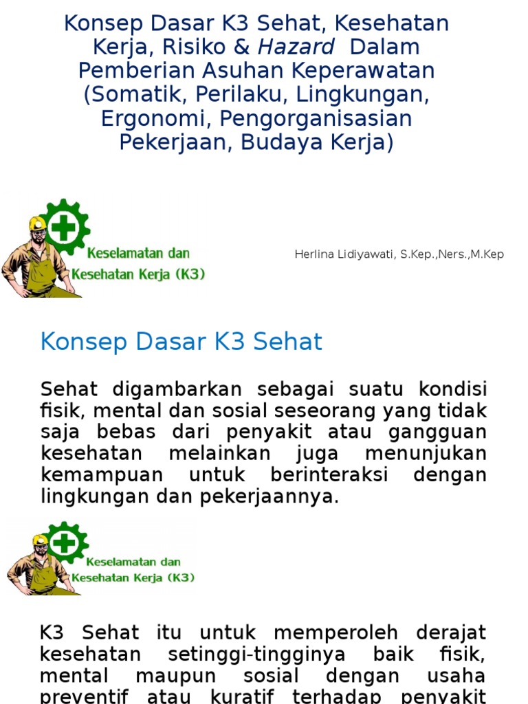 Konsep Dasar K3 Sehat, Kesehatan Kerja | PDF