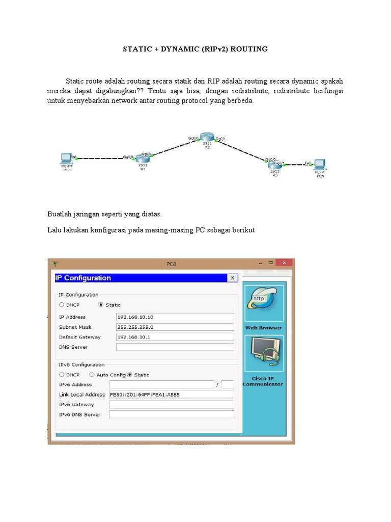 Modul Jaringan STATIC+RIP Routing | PDF