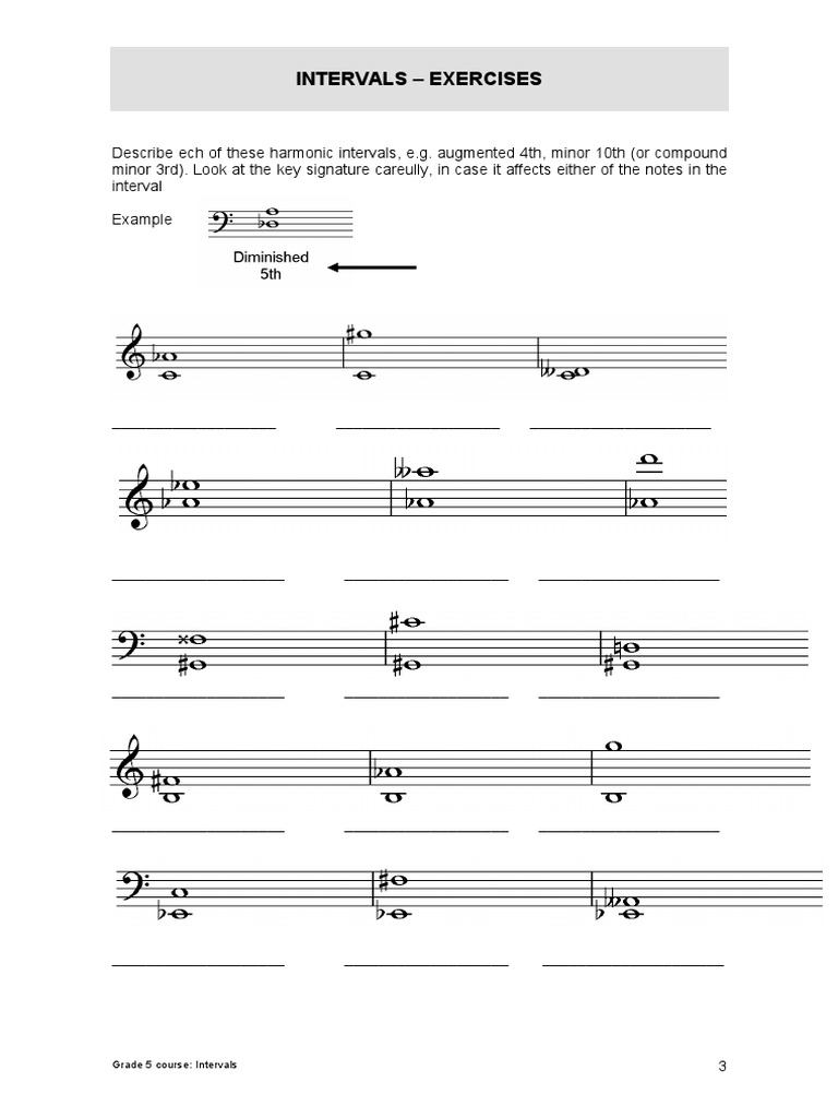 Ejercicios de Intervalos Musicales | PDF