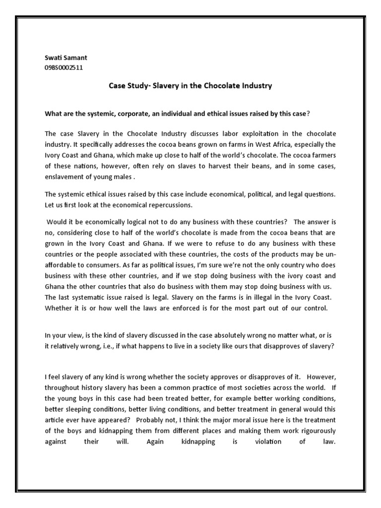 Case Study-Slavery in The Chocolate Industry: Swati Samant | PDF ...