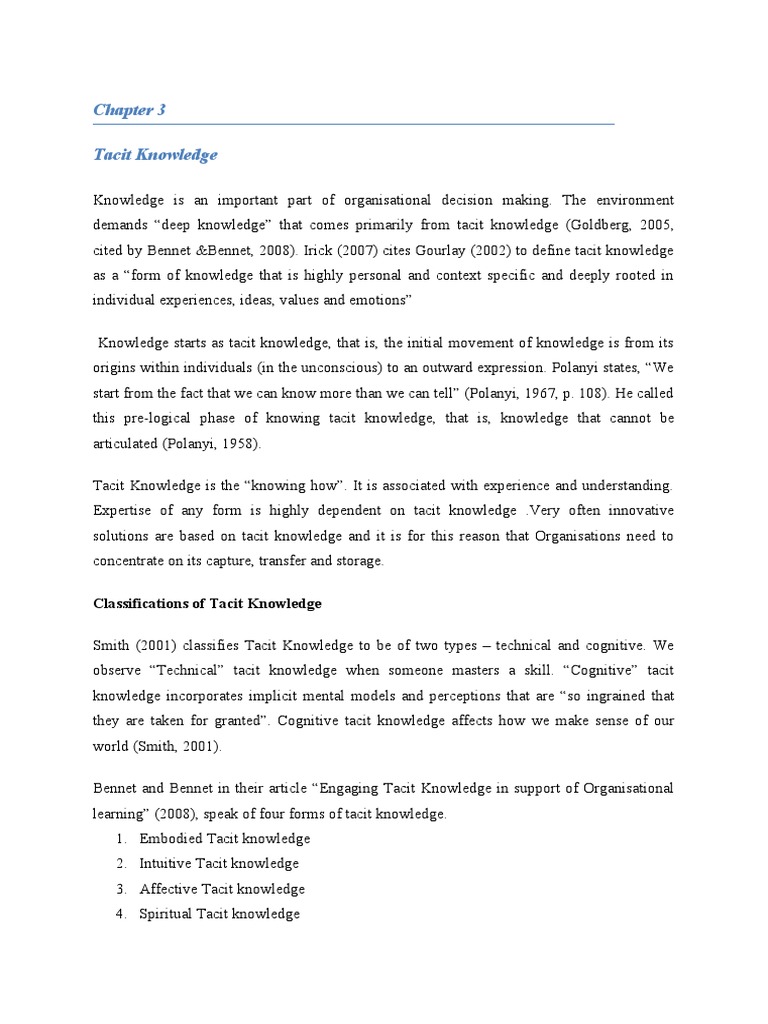 Final Tacit Knowledge | PDF | Tacit Knowledge | Knowledge
