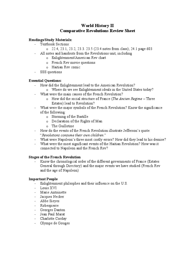 Comparative Revolutions Study Guide | PDF | History