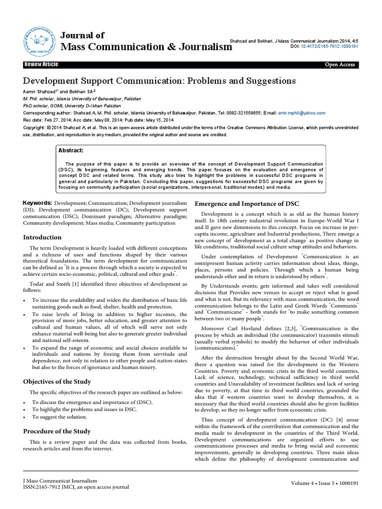 Development Support Communication Problems and Suggestions 2165 7912. ...