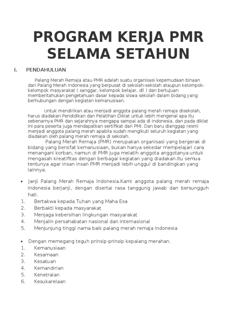Mari Kenali Program Kerja PMR | PDF
