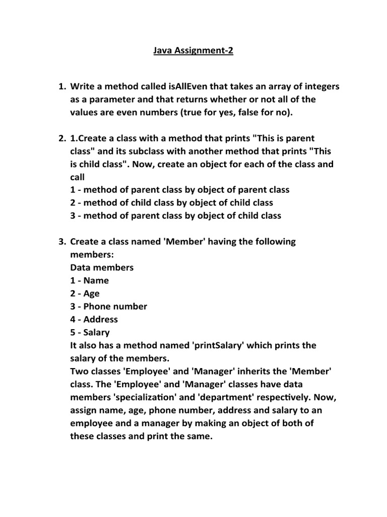 Java Assignment 2 Pdf Method Computer Programming Inheritance
