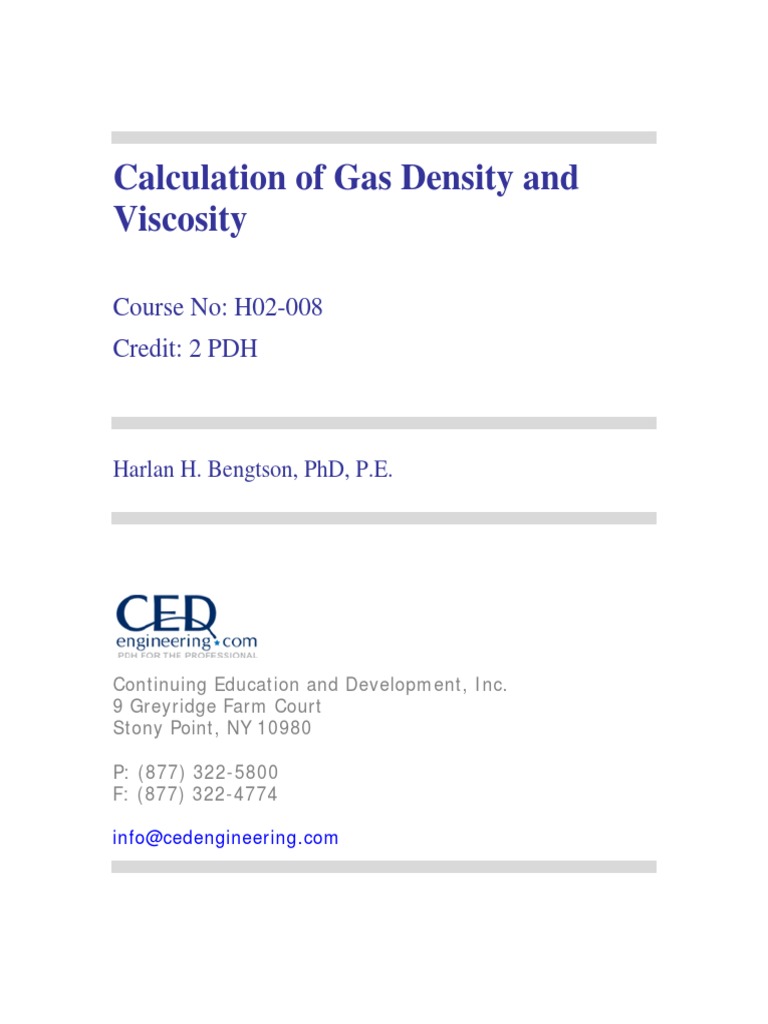 Gas Density and Viscosity Calculations | PDF | Gases | Viscosity