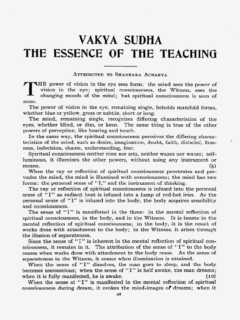 Vakya Sudha - Johnston PDF | PDF | Consciousness | Mind