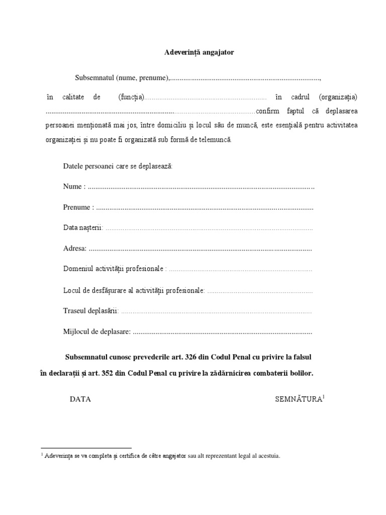 MODEL Adeverinta Angajator | PDF