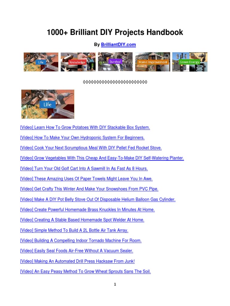 1000+ Brilliant Diy Projects Handbook | PDF | Kitchen | Knife