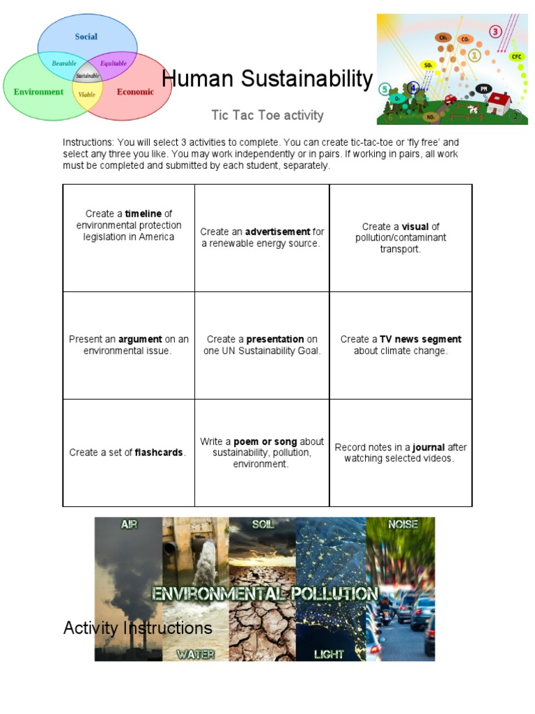 Tic Tac Toe Sustainability Activities | PDF | Infographics | Sustainability
