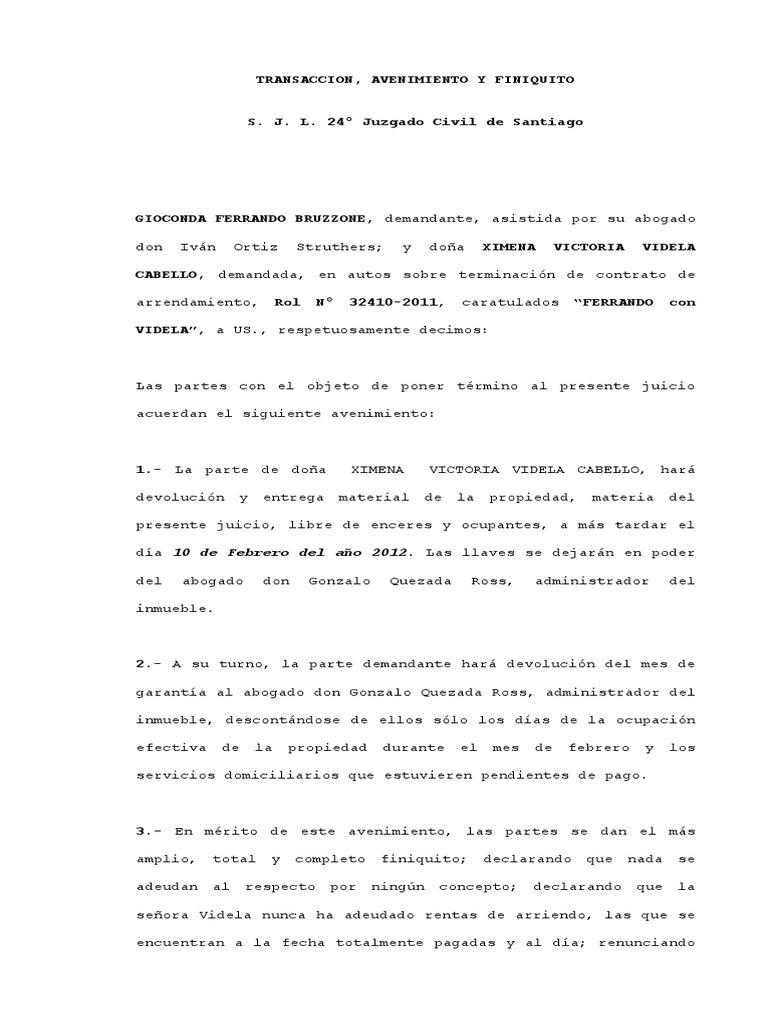 Escrito Avenimiento | PDF