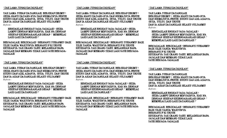 Tak Lama Tuhan Datanglah Pdf