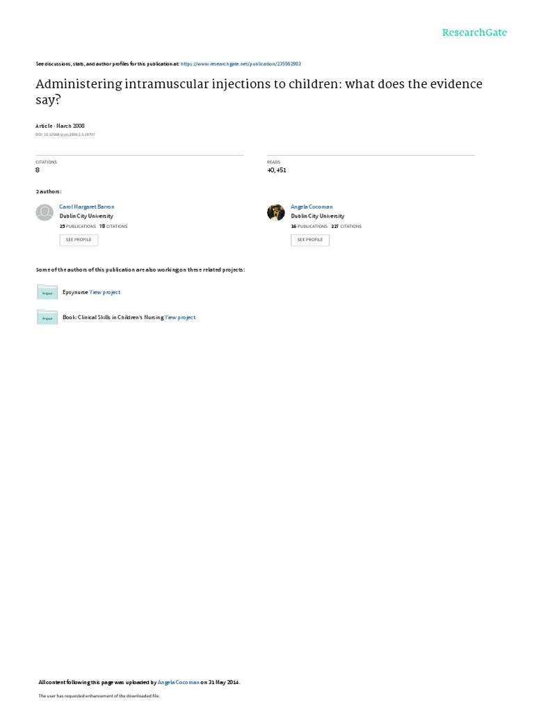 Pediatric IM Injection Insights | PDF | Injection (Medicine) | Medical ...