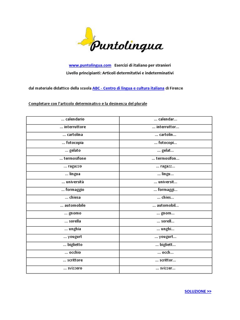 .,.articoli Determinativi e Indeterminativi | PDF