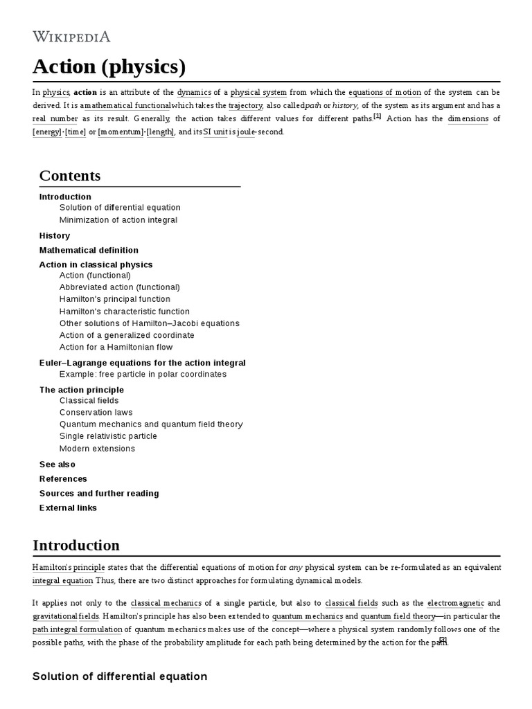 Action (Physics) | PDF | Lagrangian Mechanics | Field (Physics)
