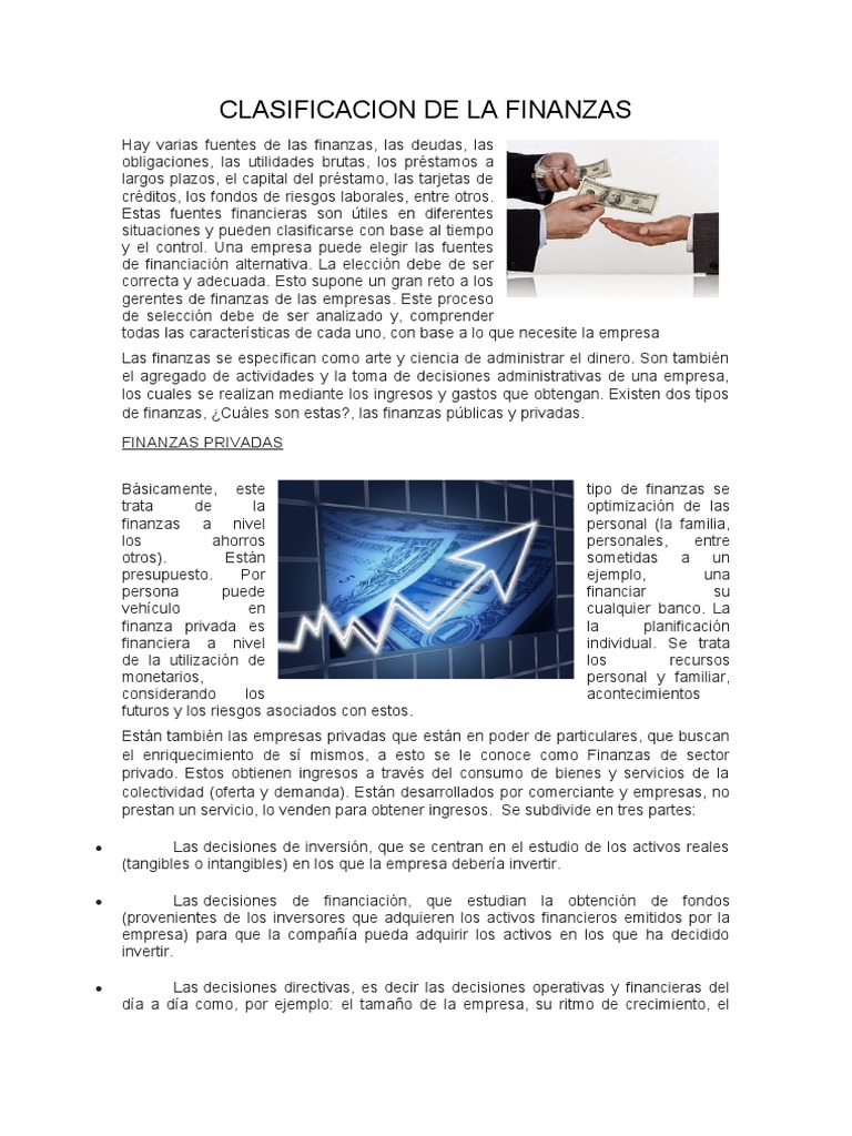 Clasificación y diferencias entre las finanzas públicas y privadas ...