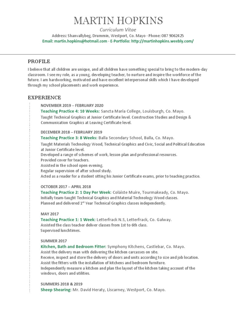 Curriculum Vitae 2020 | PDF | Teachers | Pedagogy