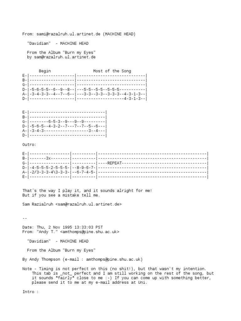 Davidian Tab | PDF | Albums | Rock Albums