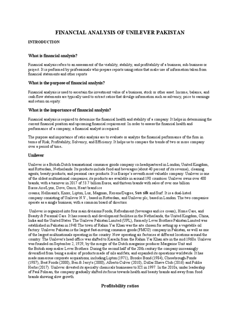 Unilever Pakistan Financial Analysis 2024 | PDF | Unilever | Gross Income