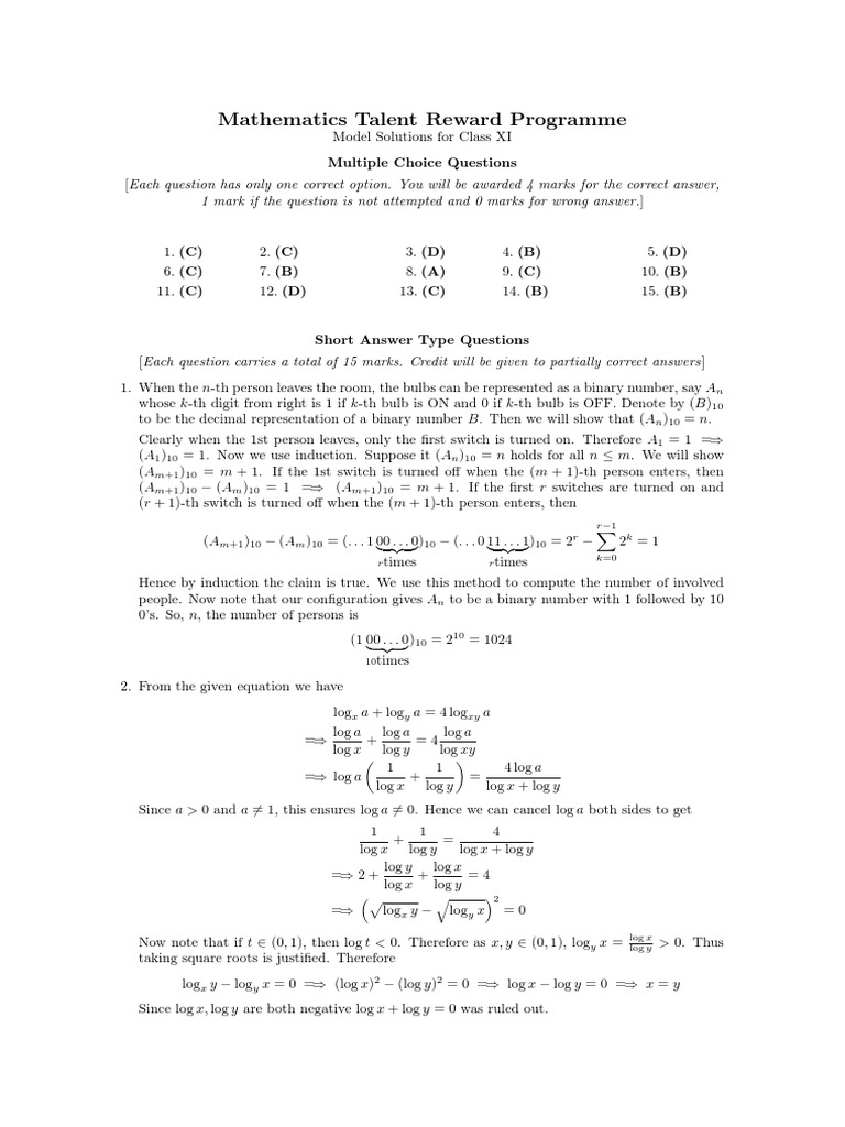 2015 - 11 - ISI Solution of MTRP Question Paper | PDF | Arithmetic ...