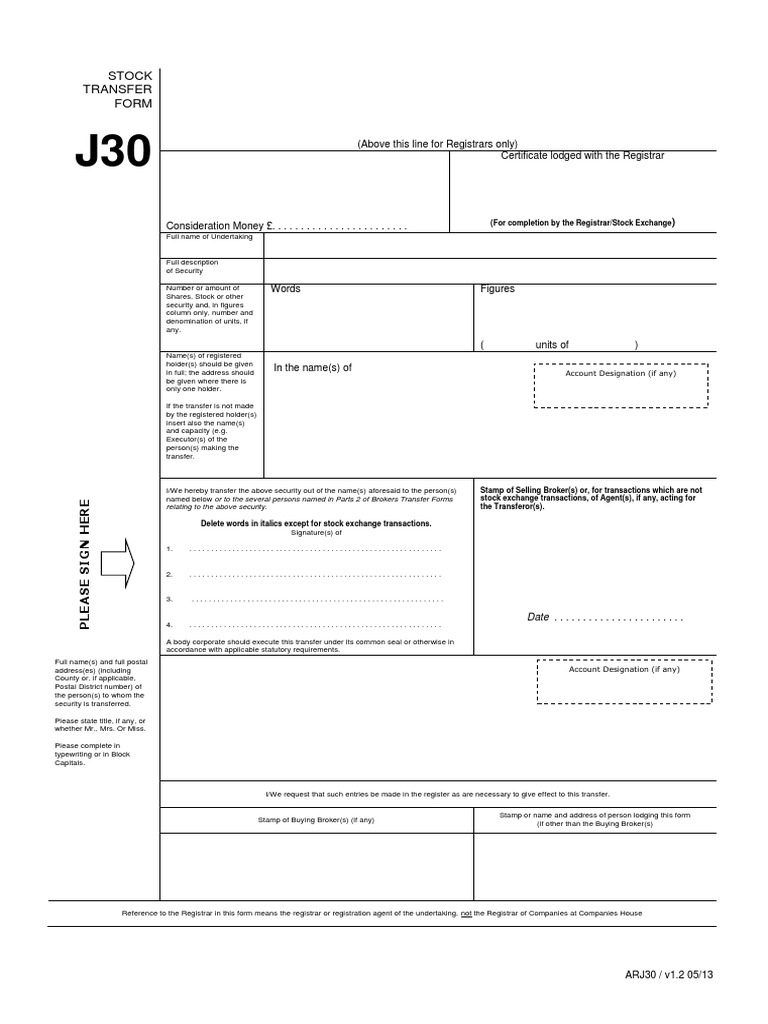 J30 Stock Transfer Form Guide | PDF | Ad Valorem Tax | Stocks