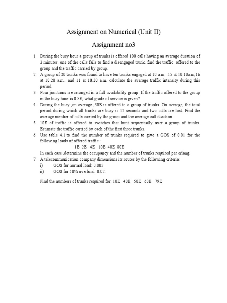 Assignment On Numerical - Unit2 | PDF | Telecommunications ...