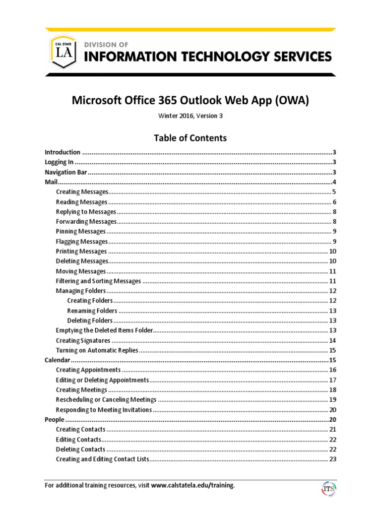 Outlook Training Manual | PDF | Microsoft Outlook | Office 365