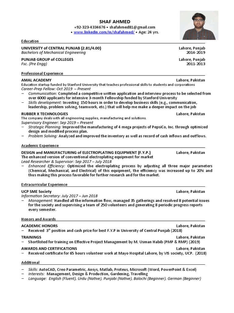 Shaf Ahmed Resume (Updated) | PDF | Business