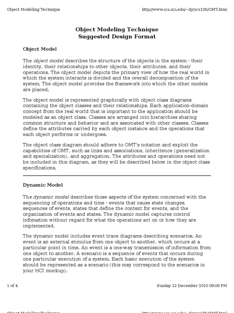 Object Modeling Technique Suggested Design Format Pdf Conceptual Model Object Computer