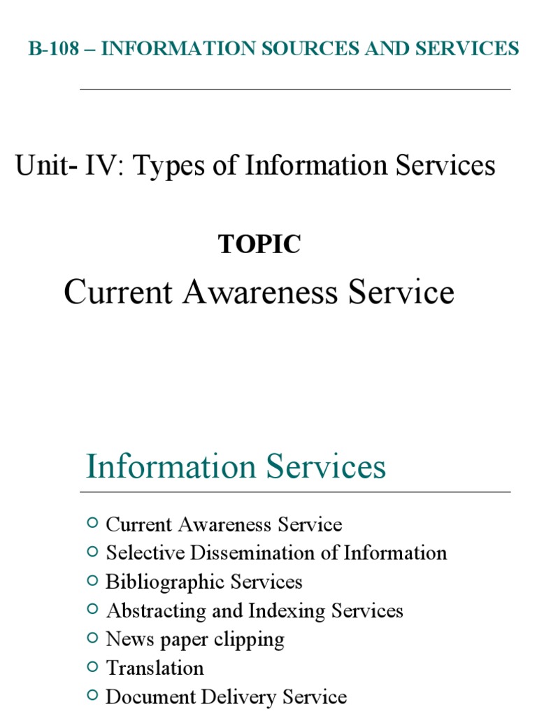 Current Awareness Service | PDF | Libraries | Newspapers
