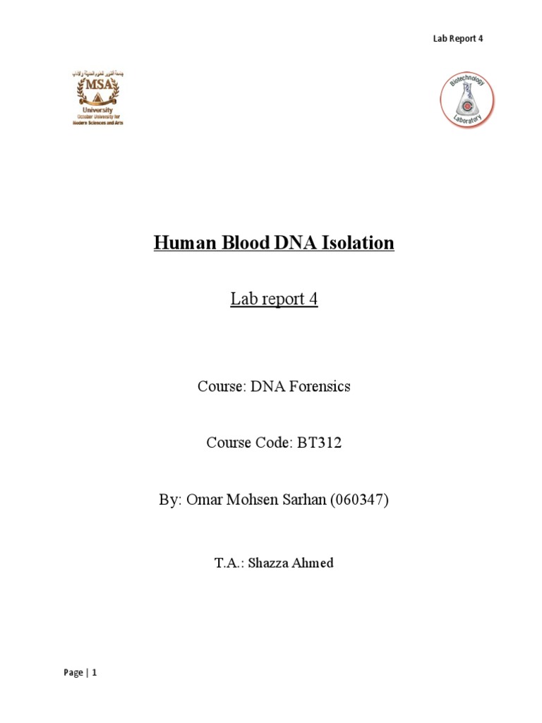Human Blood DNA Isolation: Lab Report 4 | PDF | Nature | Protein ...