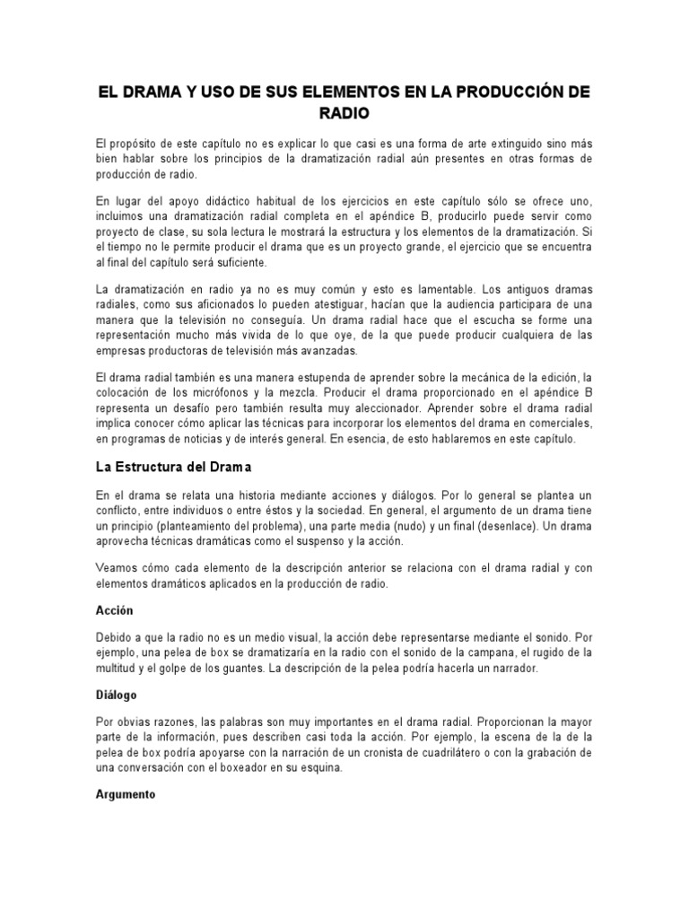 El Drama y Uso de Sus Elementos en La Producción de Radio | PDF ...