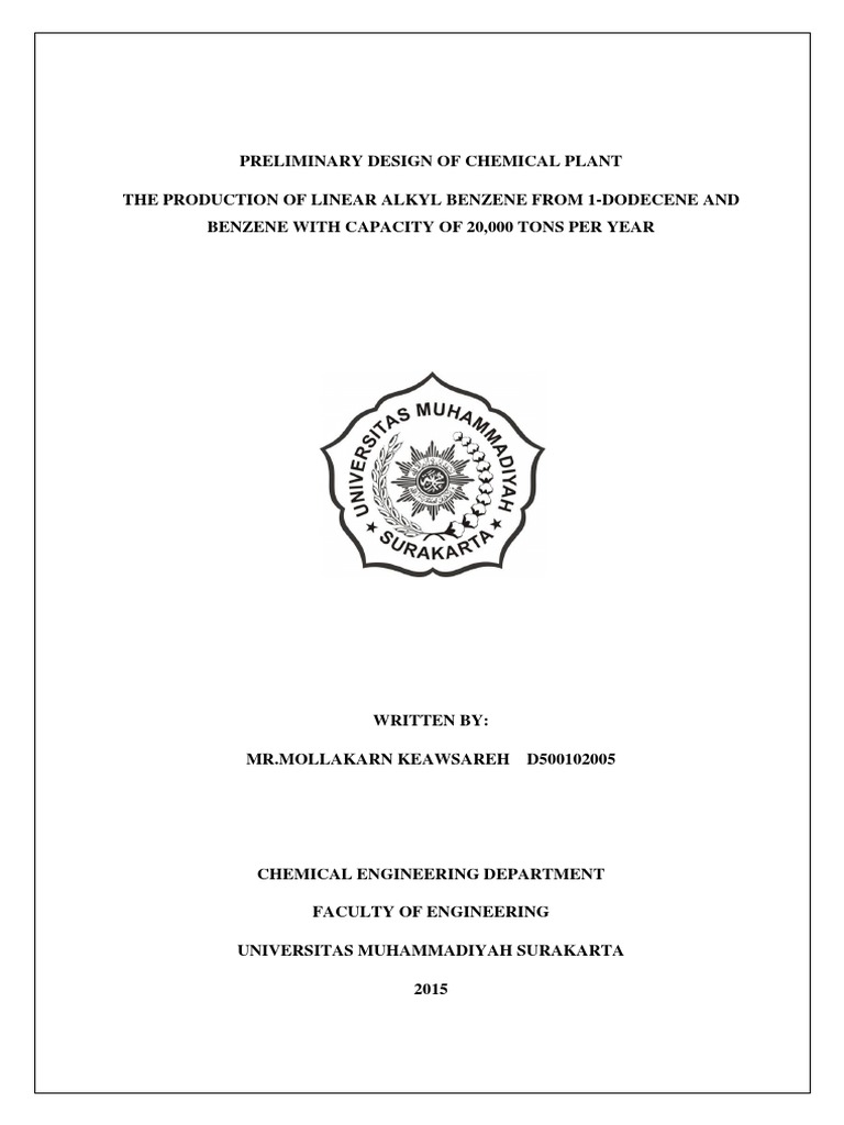 Preliminary Design Chemical Plant LAB PDF | PDF | Chemical Reactor | Alkane