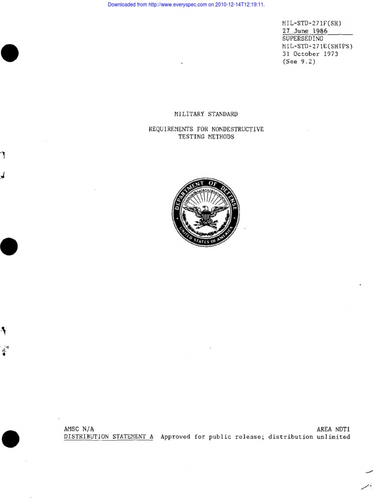 Mil STD 271f | PDF | Nondestructive Testing | Radiography