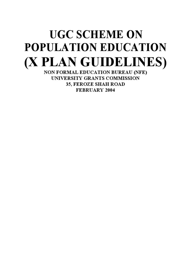 Ugc Scheme On Population Education: (X Plan Guidelines) | PDF | Public ...